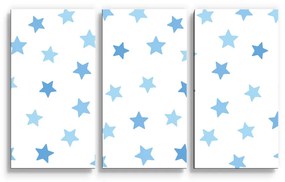 Sablio Obraz - 3-dílný Modré hvězdy na bílé - 120x80 cm