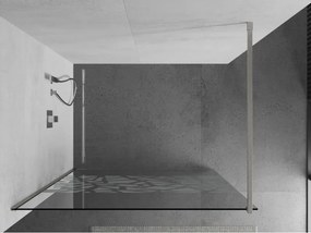 Mexen Kioto, sprchová zástěna Walk-In 120 x 200 cm, 8mm čiré sklo bílý vzor, ​​broušená ocel profil, 800-120-101-97-85