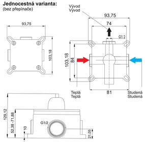 Mereo Mereo, Sprchová podomítková baterie bez přepínače, Mada, Mbox, CBQ60105MB