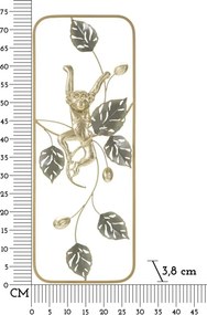 Kovová nástěnná dekorace Monkey 28,6x74,3 cm zlatá