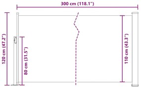 vidaXL Marketos Zatahovací boční markýza / zástěna 120 x 300 cm černá