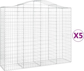 Klenuté gabionové koše 5 ks 200x50x160/180cm pozinkované železo 3145706