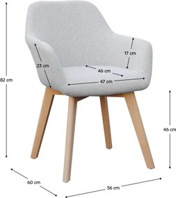 Designové křeslo, světlešedá/ buk, CLORIN NEW