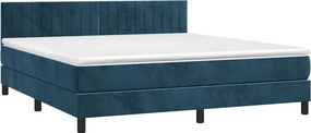 Box spring postel s matrací a LED tmavě modrá 160x200 cm samet 3134535