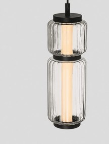 Matně černé skleněné LED závěsné svítidlo ø 12 cm Liesa – Nova Luce