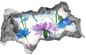 Wallmuralia Samolepící díra na stěnu Květiny a vážky 95x73 cm