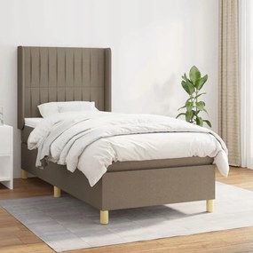 Box Spring Postel S Matrací Textil Taupe Svislé pruhy 100 x 200 cm