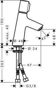 Hansgrohe Talis Select S, umyvadlová baterie 80, ovládání tlačítkem, chromová, 72041000