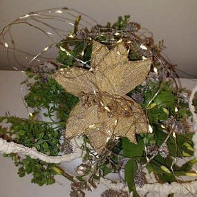 Dekorace umělý květ, 20 cm, šampaň