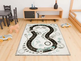 Dětský koberec Lima F500A krémový/tmavě šedý Uličky