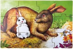 Bino Dřevěné puzzle v krabičce zvířátka / 50 dílků / od 0 let