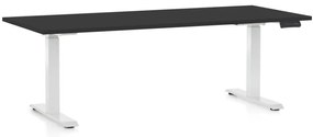 Výškově nastavitelný stůl OfficeTech D, 180 x 80 cm, bílá podnož, černá