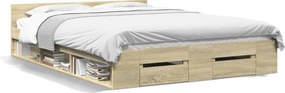 Rám postele se zásuvkami dub sonoma 150x200 cm kompozitní dřevo 3280743