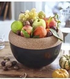 Emile Henry hluboká mísa na uskladnění ovoce a zeleniny s korkovým víkem, 4,7l, granátová 348764