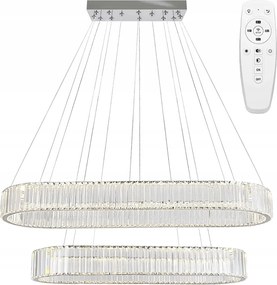 Led Závěsná Stropní Lampa S Křišťálovým Dálkovým Ovládáním, Chrom, Glamour XXL Toolight