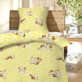 Hybler textil Povlečení bavlna do postýlky Štěně žluté 90x130, 45x60 cm