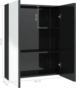 Koupelnová skříňka se zrcadlem 60 x 15 x 75 cm MDF zářivě černá 331524
