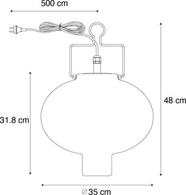 Chytré venkovní závěsné svítidlo bílé 35 cm s červenou zástrčkou vč. Wifi A60 - Pion