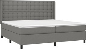 Box spring postel s matrací a LED tmavě šedá 200x200 cm textil 3138662
