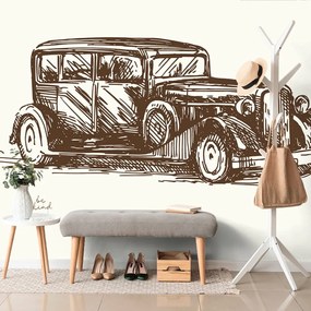 Tapeta retro závodní auto - 300x200 cm