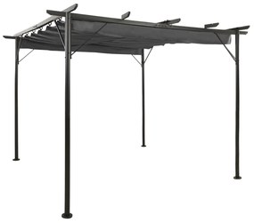 Pergola se zatahovací střechou antracitová 3x3 m ocel 180 g/m²,  312226