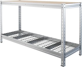 Pracovní stůl BULLRACK, DTD deska a ocelový rošt, nosnost 480 kg