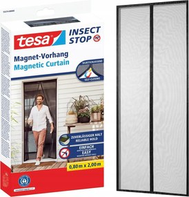 Moskytiéra Magnetická Tesa Síť na dveře s magnety 80 x 200 cm Černá