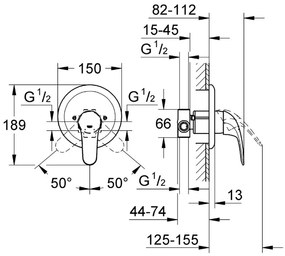 Grohe Eurosmart - páková sprchová baterie pod omítku, komplet, chrom 33556002