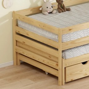 Postel s přistýlkou a úložným prostorem, 90x200, přírodní, ELARA Kondela 0000412691