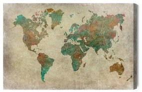 Obraz Vintage Mapa Světa Nedostatek Nedostatek Přírodní plátno 100x70