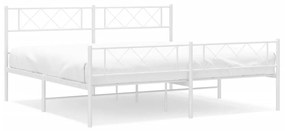 Kovový rám postele s hlavovým a nožním čelem bílý 183 x 213 cm,  372349