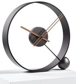Mclocks Designové stolní hodiny Endless lacquered black/walnut 32cm