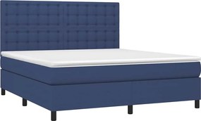 Box spring postel s matrací a LED modrá 180x200 cm textil 3135219