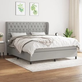 Box spring postel s matrací světle šedá 160 x 200 cm textil 3128213