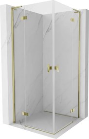 Mexen Mist-H L Duo, 2-křídlý ​​sprchový kout 120 x 120 cm, čiré sklo, zlatý lesklý profil, 8A5L-120L-120P-50-00