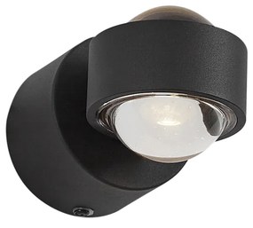Designová nástěnná lampa černá vč. LED IP44 - Lens