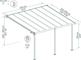 Palram Capri 4200 antracit 3 x 4,25 hliníková (montovaná) pergola