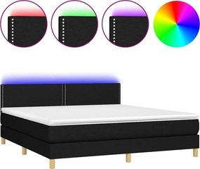 Box spring postel s matrací a LED černá 180x200 cm textil 3133655