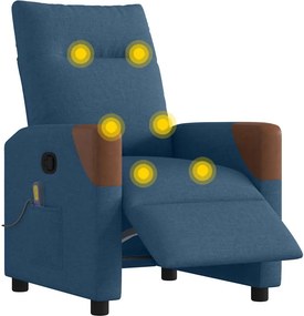 Elektrické masážní polohovací křeslo modré textil 3324004