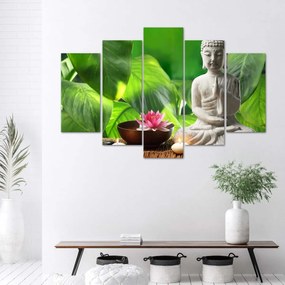 Obraz na plátně pětidílný Květiny Buddhových listů - 200x100 cm