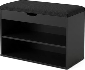 Botník černý se sedákem LEVA, 60 x 30 x 47 cm