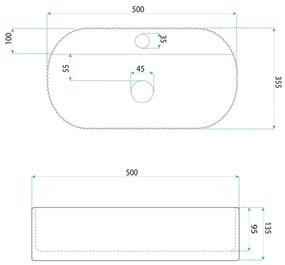 Rea Marcela, umyvadlo na desku 500x355x135 mm, bílá lesklá, REA-U4003
