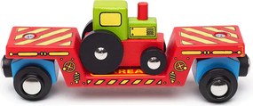 Bigjigs Rail Dřevěný vagon s traktorem + 2 koleje