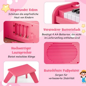 Costway 25 Keys Mini Digital Piano se stoličkou Dětské piano s nastavitelnou