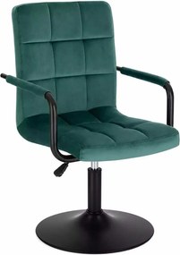 LuxuryForm DESIGN Otočná židle VERONA BLACK VELUR na černém talíři - zelená