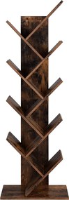 Knihovna ve tvaru stromu 8-podlažní 50 x 25 x 141,5 cm, rustikální hnědá