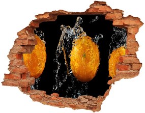 Wallmuralia Nálepka 3D díra beton Pomeranče a voda 90x70 cm