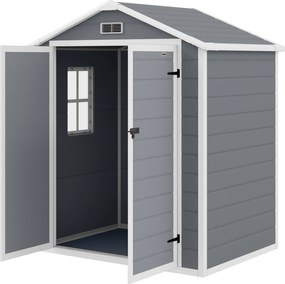 Outsunny Kůlna na Nástroje 2,12 m² 183x134x210 cm Sklad nářadí s Šikmou Střechou Zámkovými Dveřmi Okny Podlahou Odolný Proti Počasí Zahradní Dům Venku