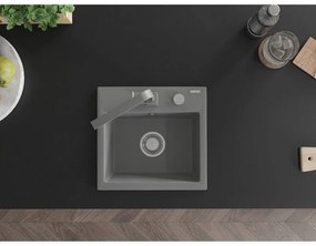 Mexen Milo, 1-komorový granitový dřez 435x410x171 mm a šedá baterie Rita, šedá, 6505-71-670300-71