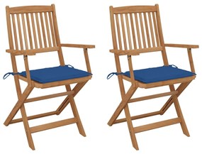Skládací zahradní židle s poduškami 2 ks masivní akáciové dřevo,  3064600